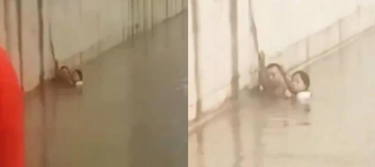 En video: el valiente rescate de abuelita a niña que cayó a un río tras inundaciones