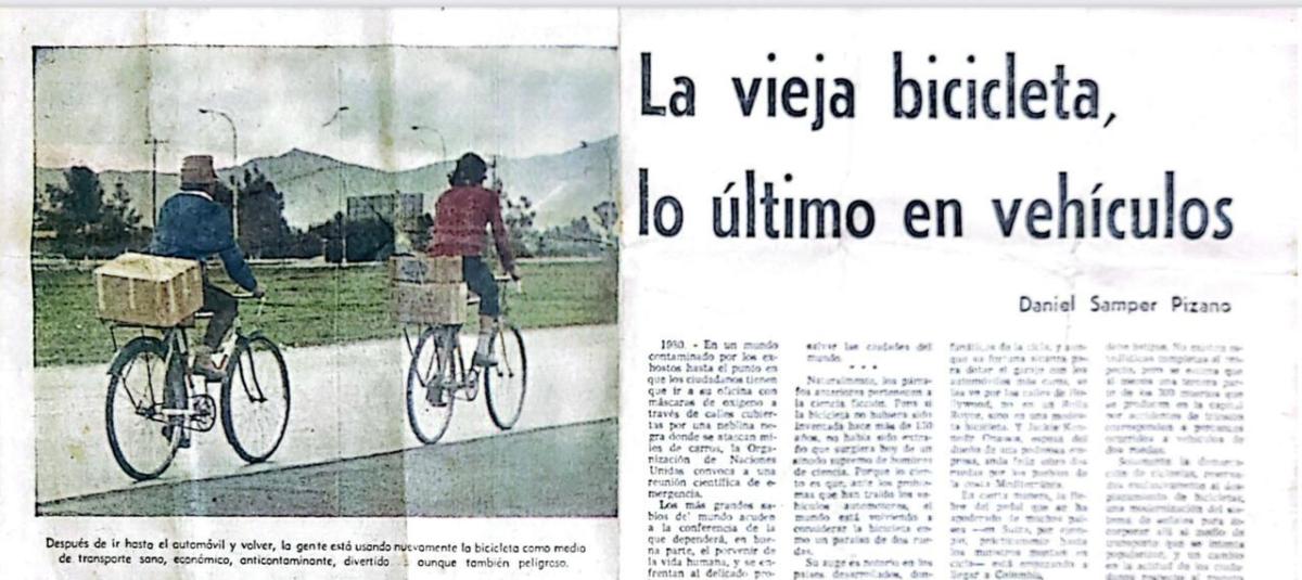 La primera vez que se habló de la ciclovía para Bogotá fue en la tesis ...