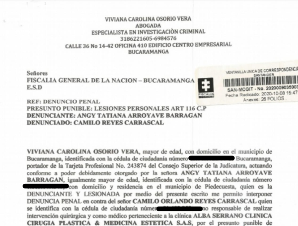 Historia de Angie Arroyave Barragán sobre una mala cirugía estética