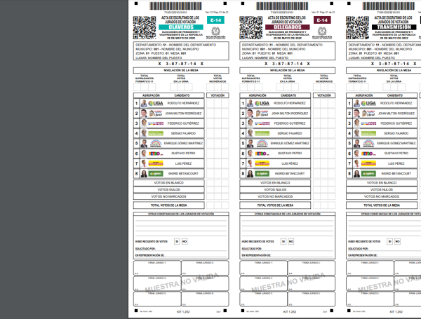 Elecciones regionales 2023: así es el nuevo formulario E-14 de ...