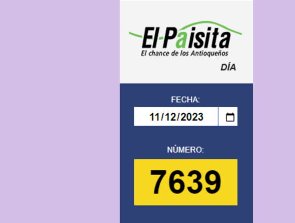 Resultados de El Paisita día y noche de este lunes 11 de diciembre de 2023
