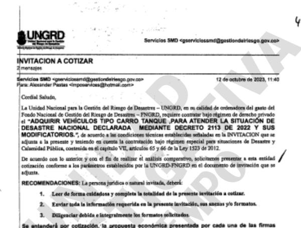 En solo 8 horas la UNGRD hizo el trámite de compra de carrotanques
