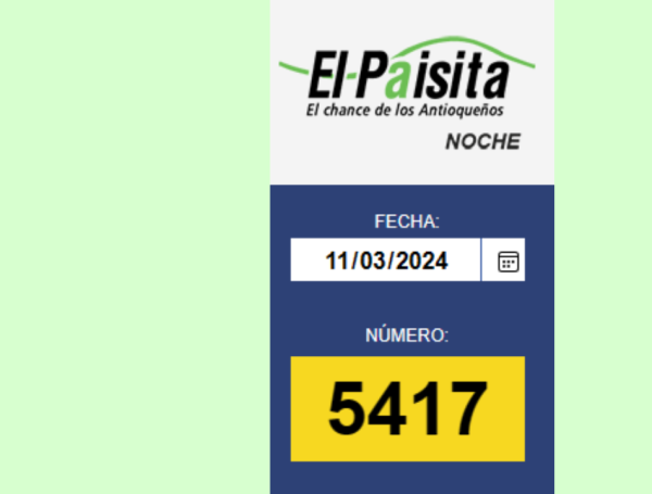 ¿Participó? Resultados de Paisita Día y Noche del lunes 11 de marzo de 2024