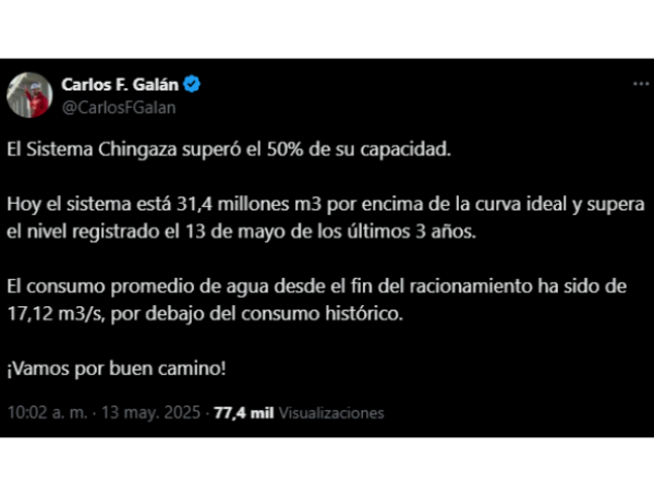 Sistema Chingaza alcanza nivel de progreso importante, según datos del ...