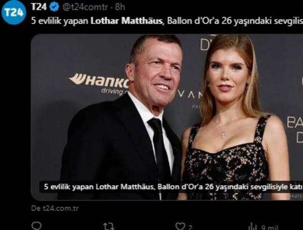 El legendario Lothar Matthaeus asistió al Balón de Oro con su novia ...