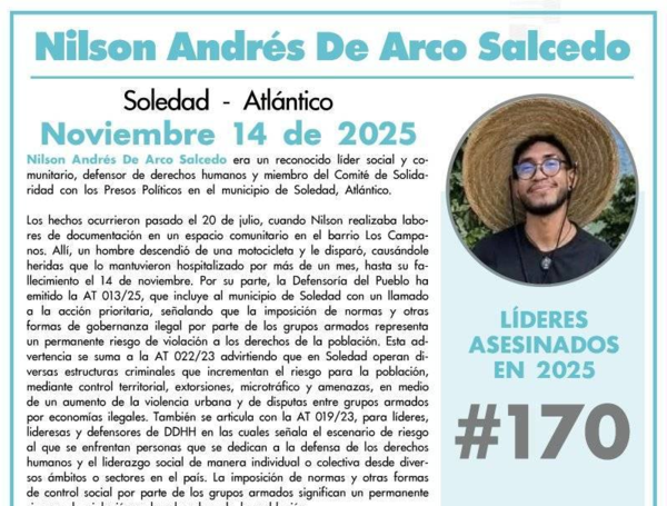 Fallece Nilson De Arco, líder social y defensor de DD. HH. en Soledad (Atlántico), tras ...