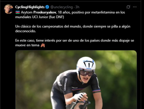 UCI suspende a Artyom Proskuryako tras dar positivo por por ...