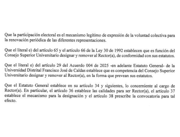 Elección de José Lizcano como nuevo rector de la Universidad Distrital ...