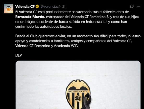 Fernando Martín, técnico del Valencia femenino, murió en Indonesia