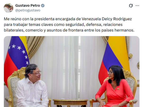 Reunión de Gustavo Petro y Delcy Rodríguez en Venezuela: mandatarios ...