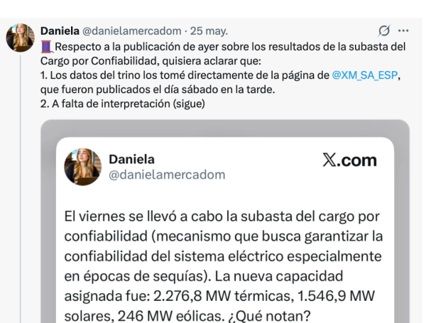 Hija de comisionado de la Creg habla del trino que publicó sobre nueva ...