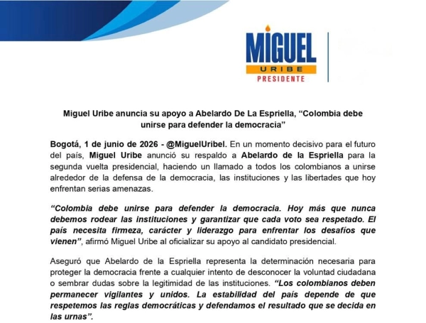 Miguel Uribe Londoño anunció su respaldo a la campaña de Abelardo de la ...