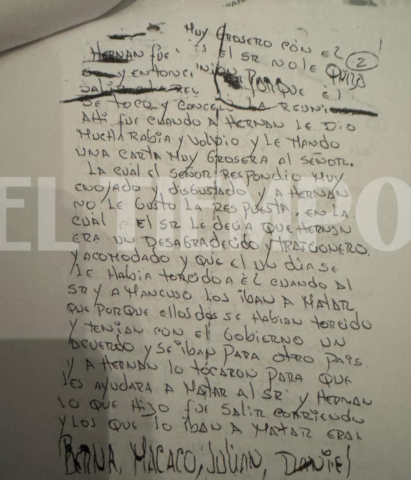 Esta es la carta secreta de alias Gordo Pepe que reconstruye el ...