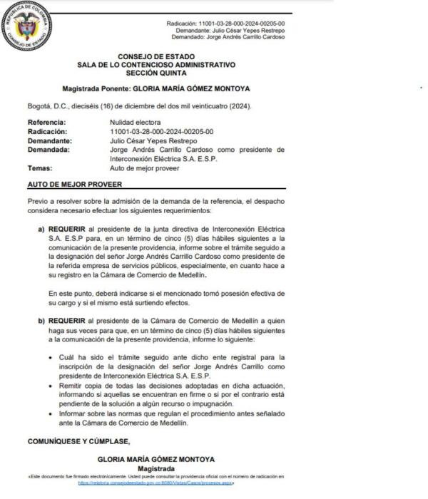 Consejo de Estado evalúa si suspende a gerente de ISA, Jorge Carrillo ...