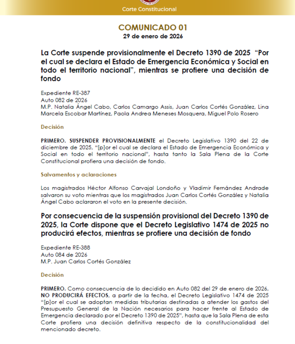 Corte Constitucional aclara que suspende efectos de decreto al ...
