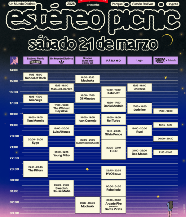 Estos son los horarios oficiales del Festival Estéreo Picnic 2026: ¿a ...