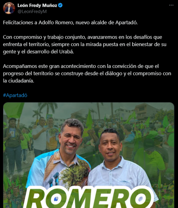Adolfo Romero Benítez es el nuevo alcalde de Apartadó: CNE confirma la ...