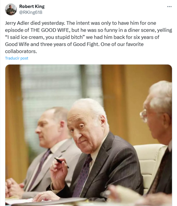 Murió Jerry Adler, recordado actor de 'Los Soprano' y 'The Good Wife', a los 96 años