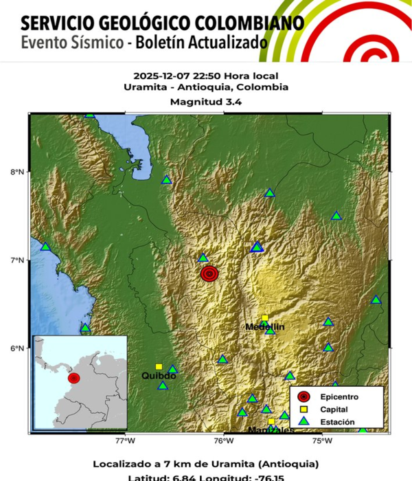 Temblor hoy en Colombia | Reportan sismo en la noche de este domingo 7 ...