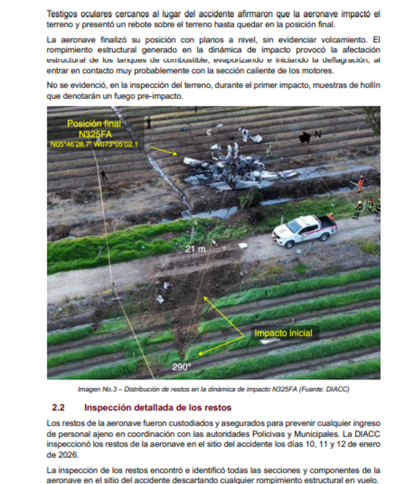 Aeronáutica Civil reveló informe preliminar completo del accidente del ...