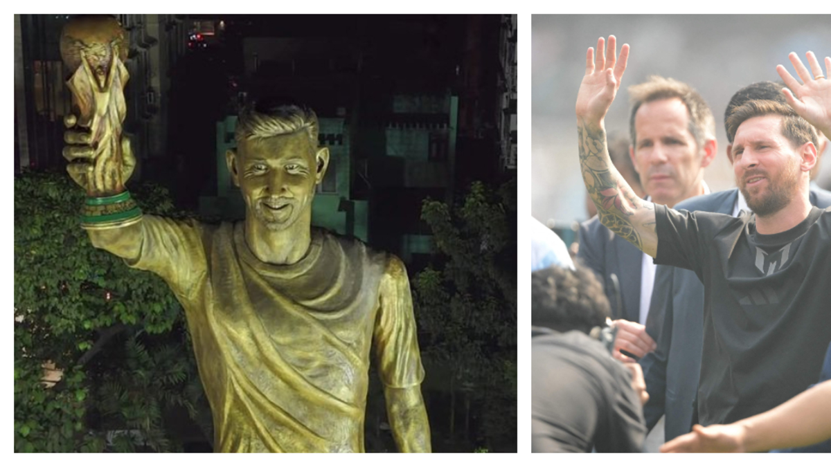 Inauguran imponente estatua de Lionel Messi en la India: mide 21 metros ...