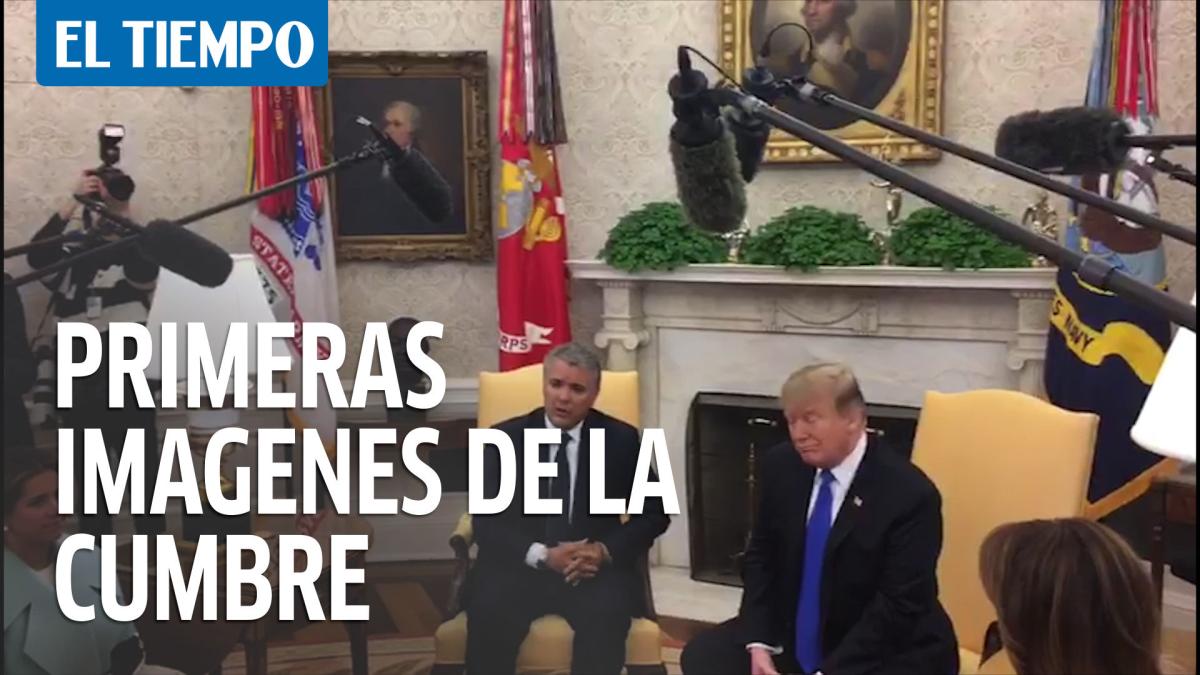Momento cuando se encuentra Iván Duque y Donald Trump 13 de febrero 2019