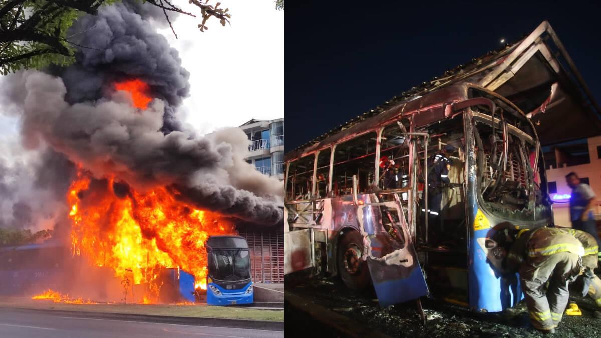 Cali: bus del MIO se incendió por completo, impresionante video