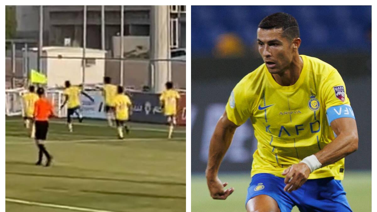 Hijo de Cristiano Ronaldo anota gol y celebra como su papá