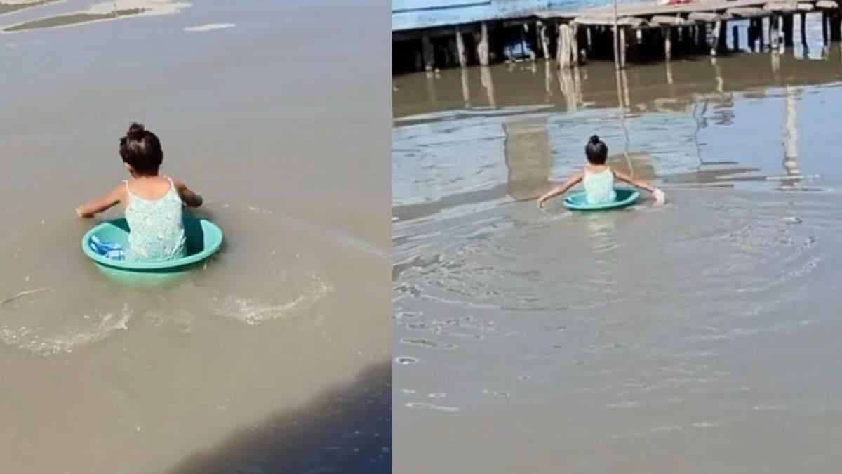 Santa Marta: video de niña movilizándose en ponchera en Ciénaga Grande