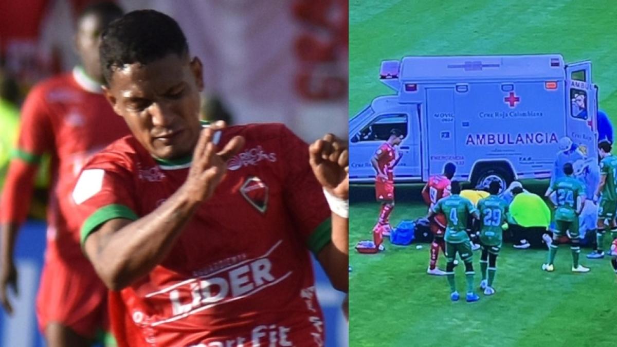 Susto en Tunja: Brayan Correa es retirado en ambulancia tras duro golpe en la cabeza, en ...