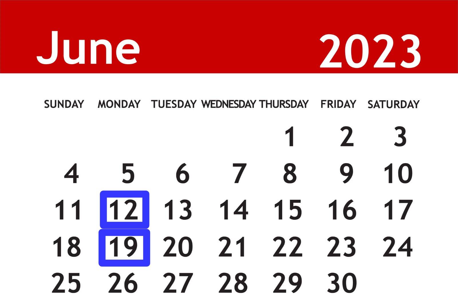 ¿Cuáles son los días festivos de junio en Estados Unidos 2024?