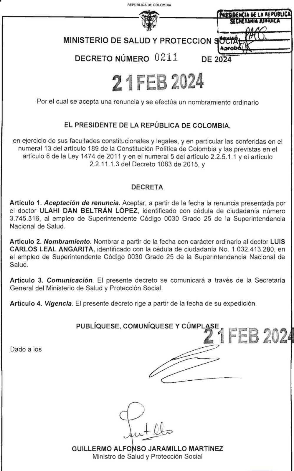 Carlos Leal Angarita: designado como nuevos superintendente de Salud