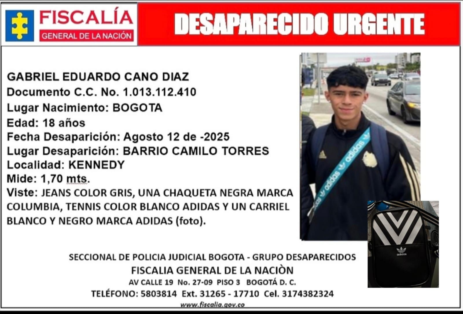 Madre de Gabriel Cano, joven desaparecido en Bogotá hace más de 50 días ...
