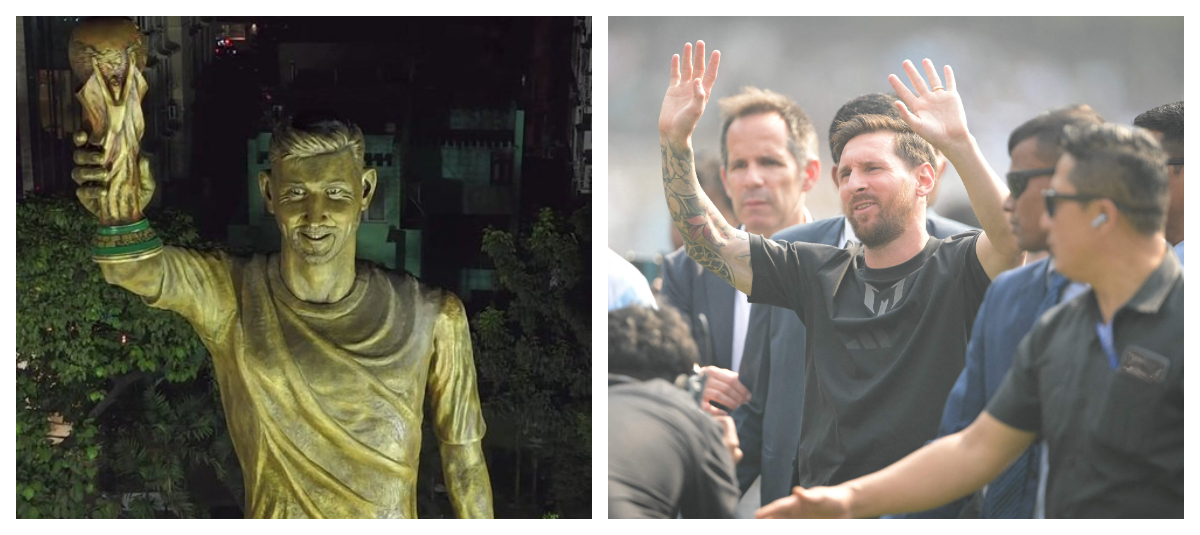 Inauguran imponente estatua de Lionel Messi en la India: mide 21 metros ...