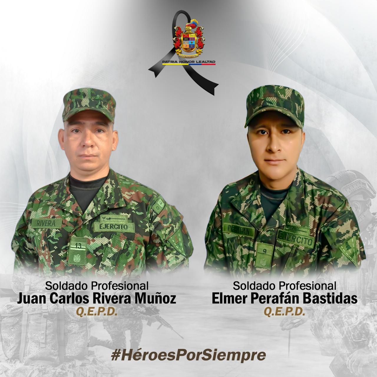 Juan Carlos Rivera y Elmer Perafán, los militares asesinados en ...